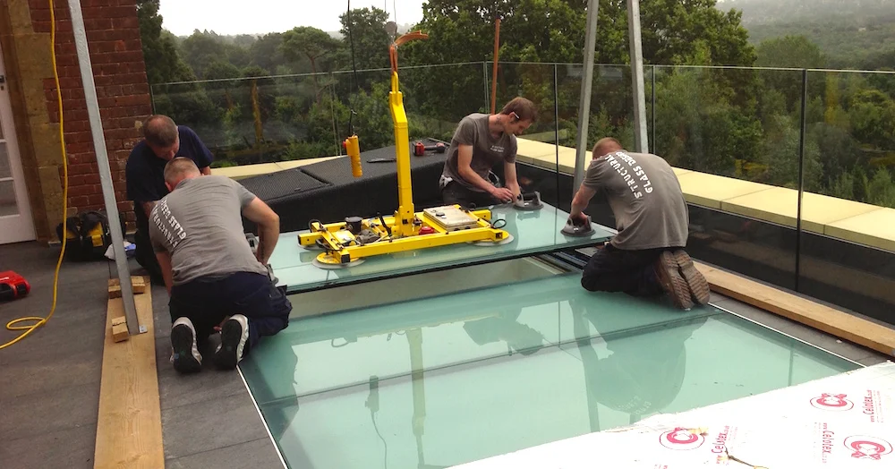 Walk on rooflight balcony opaque glass for privacy multiple large ...