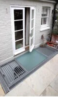 Cellar basement walk on glass floor cover with stainless steel access ...